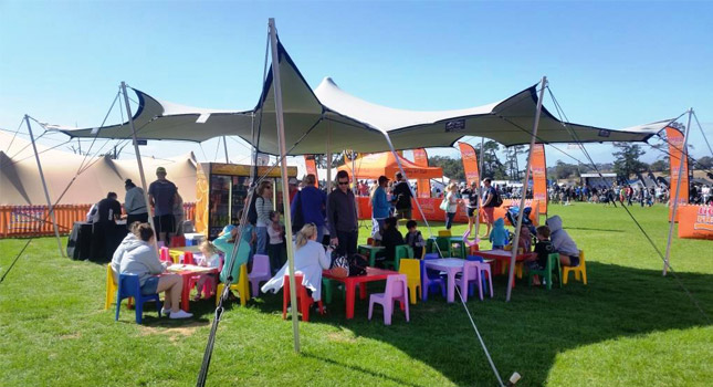 Epicly-manufactured stretch tents for an Epic race