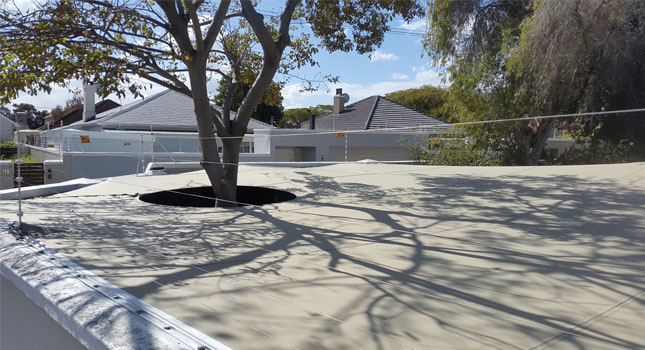 Custom Stretch Tent Installation for a Tree-growing Pool Deck